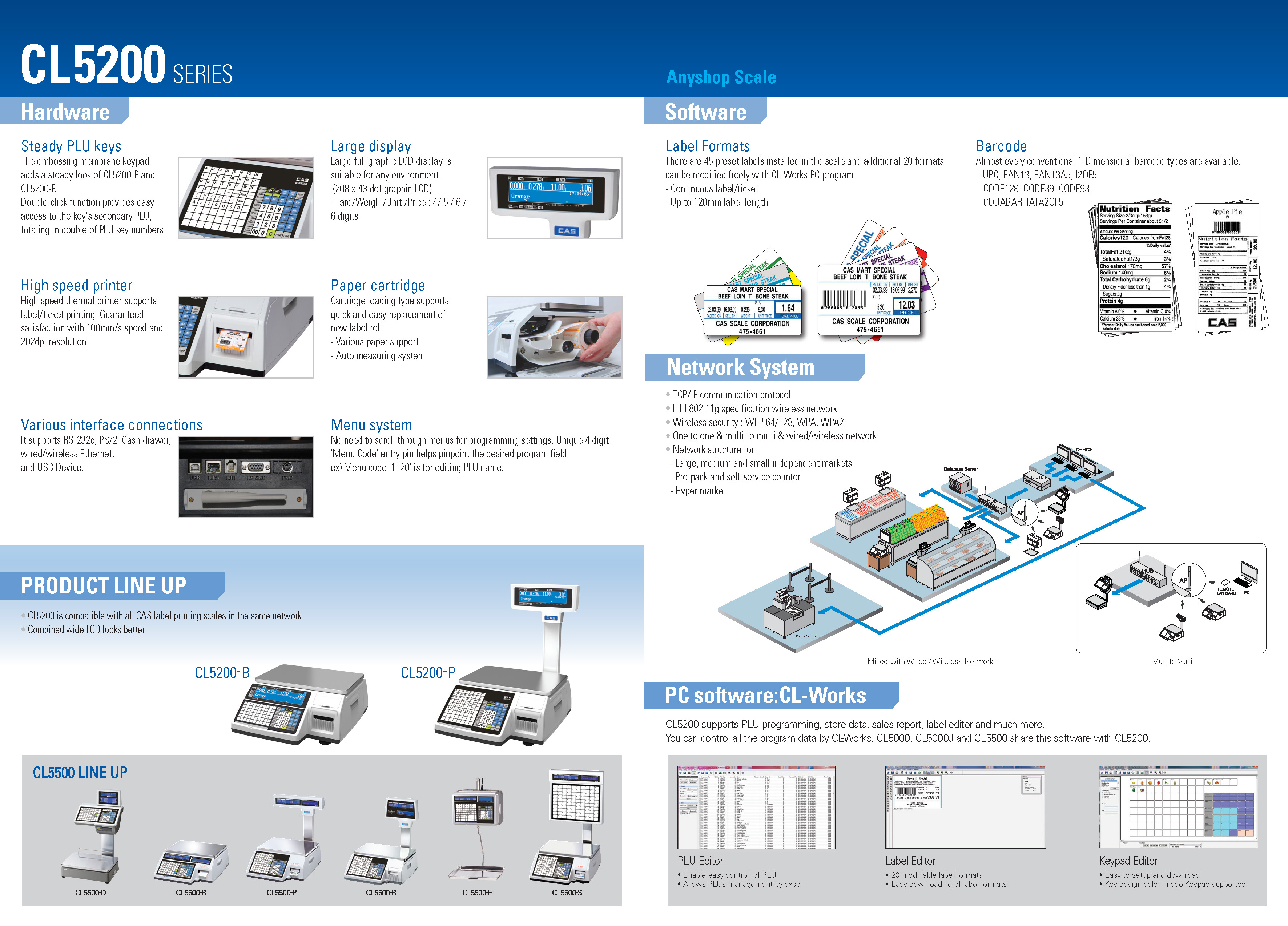 เครื่องชั่งน้ำหนักคำนวณราคามีปริ้นในตัว ยี่ห้อ CAS รุ่น CL5200P/B ...